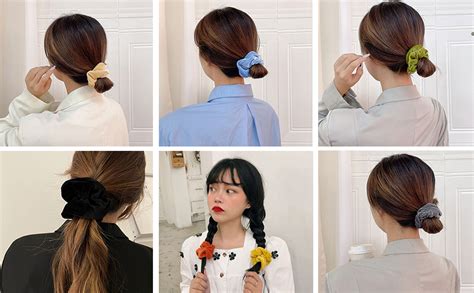 Scicent Big Hair Scrunchies Velvet Elastics Large Hair Bobble Scrunchy Hair Bands Women Soft