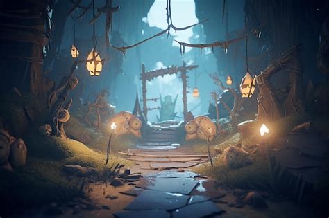 Premium Ai Image Shadowy Path Lined With Arching Trees