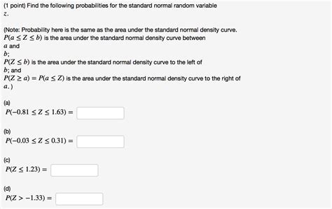 Solved Point Find The Following Probabilities For The Chegg Com