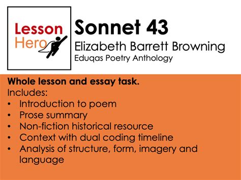 Wjec Eduqas Browning Sonnet 43 Introduction Dual Coding Analysis And