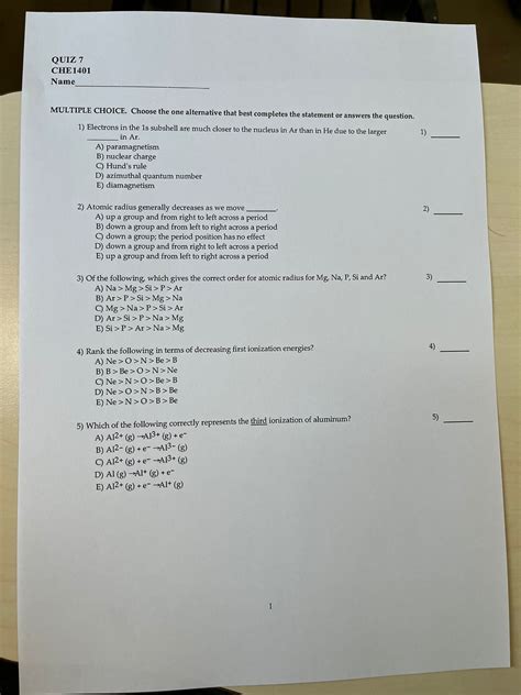 Quiz Che Name Qquad Multiple Choice Studyx