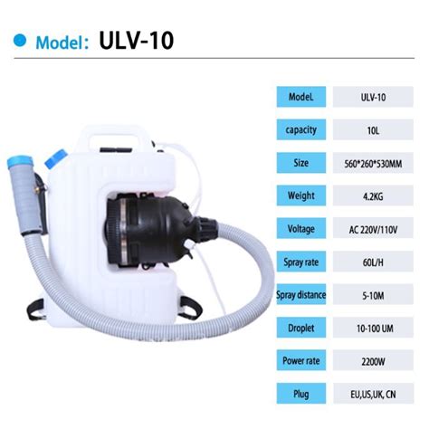 Backpack Fogging Machine 10l Disinfectant Ulv Cold Fogger Electric