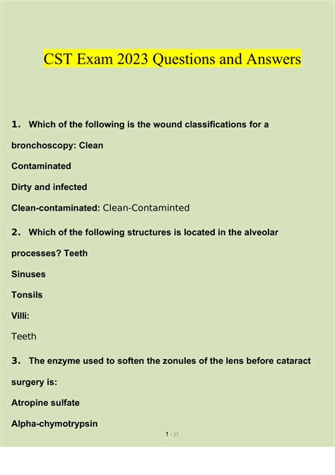 Cst Exam Questions And Answers 2023 Verified Answers By Expert Cst