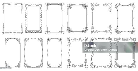 장식 프레임 빈티지 서예 골동품 테두리 화려한 서예 사각형 프레임 웨딩 우아한 장식 테두리 와 액자 인증서 템플릿에 대한 선조꽃 장식 프레임에 대한 스톡 벡터 아트 및 기타
