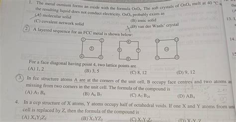 A Layered Sequence For An Fcc Metal Is Shown Below For A Face Diagonal H