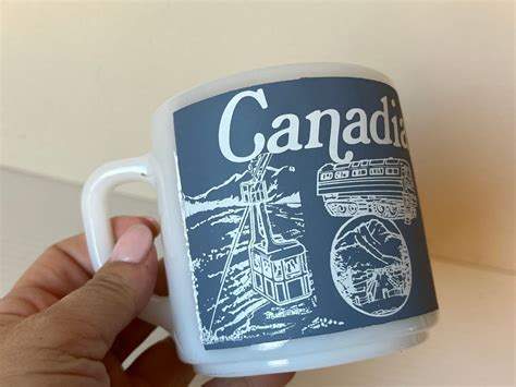 Canadian Rockies Milk Glass Mug Vintage Souvenir Cup Canada T