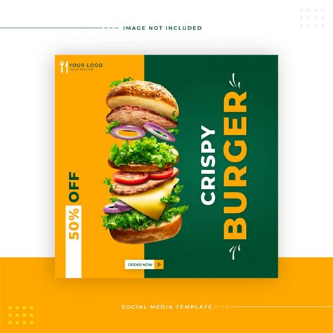 دانلود وکتور قالب پست شبکه اجتماعی برگر فروشی دانلود رایگان فایل لایه باز، Psd، وکتور، لوگو و