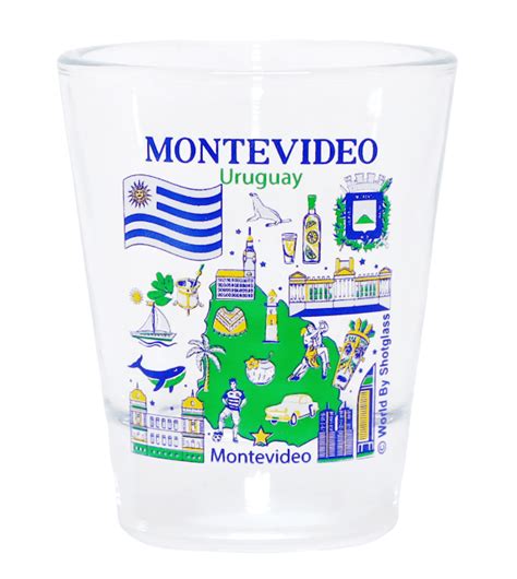 Montevideo Uruguay Landmarks And Icons Collage Shot Glass