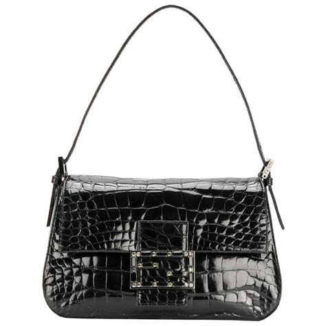Fendi Black Crocodile Leather Vintage Bag 2000s At 1stdibs