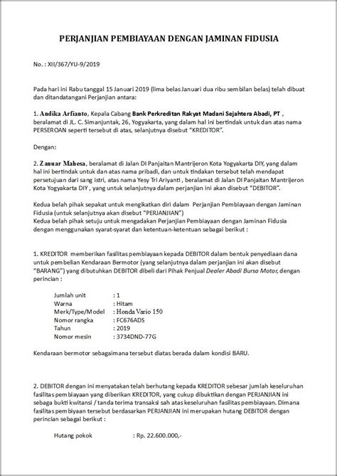 Contoh Surat Perjanjian Tuntutan Ganti Rugi Surat Permohonan Desain
