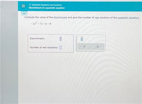 Solved Quadratic Equations And Functionsdiscriminant Of A Chegg