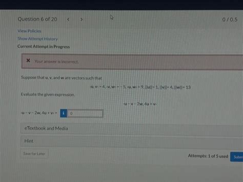 Solved Suppose That U V And W Are Vectors Such That Chegg Com