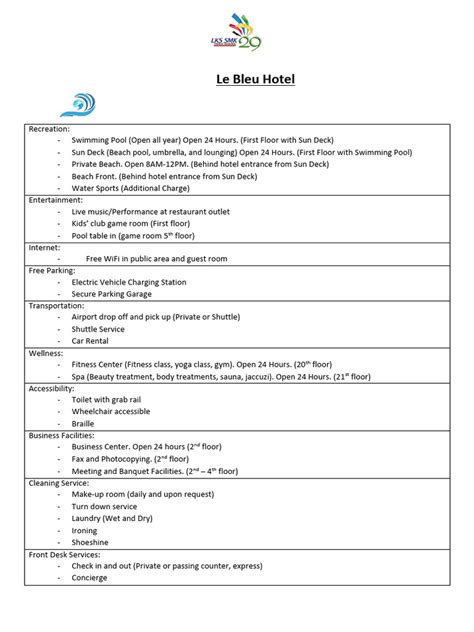 le bleu hotel fact sheet pdf menu dubai