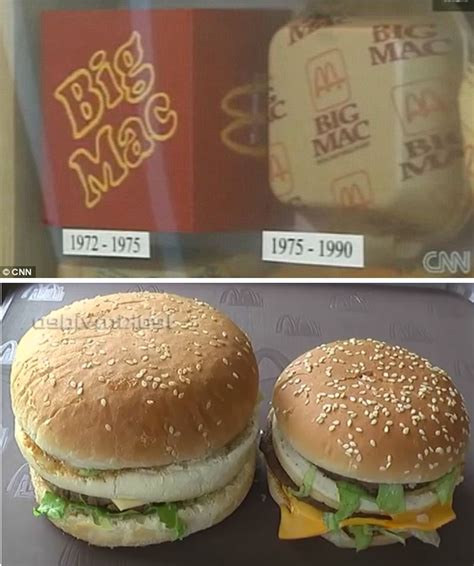 Size Comparison Of Mcdonalds Big Mac Over The Years Evolution Of