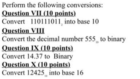 Solved Perform The Following Conversions Question VII 10 Chegg Com