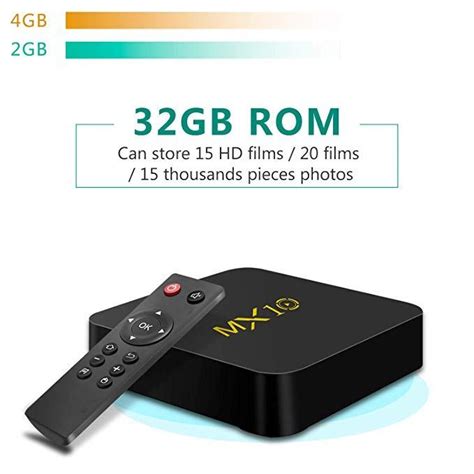 MX10 Android TV Box 8.1 With Quad Core 4GB DDR4 /32GB EMMC Storage USB ...