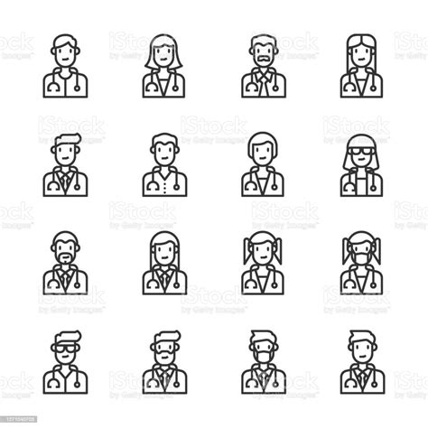 醫生圖示設置向量插圖向量圖形及更多人圖片 人 健保和醫療 剪裁圖 Istock