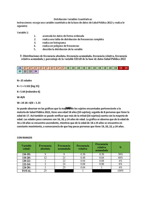 Distribución Variables Cuantitativas Pdf Muestreo Estadísticas
