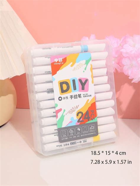 24pcs Mixed Color Marker Pen Simple Multi Purpose Permanent Marker For