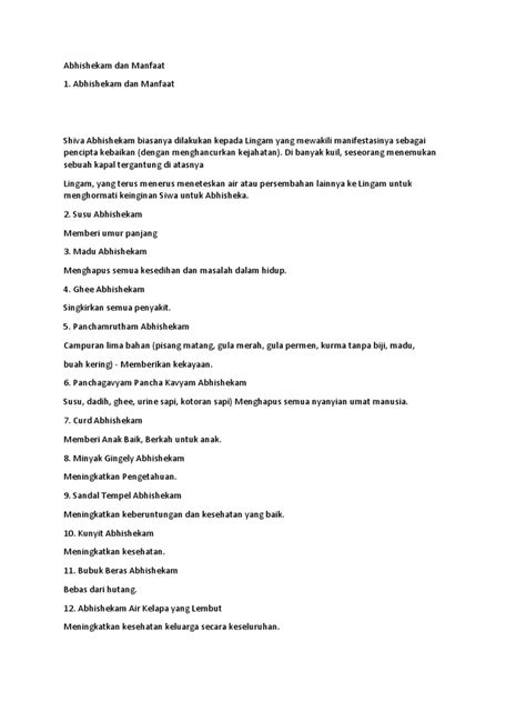 Abhishekam Dan Manfaat Pdf