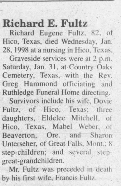 Richard Eugene Fultz 1915 1998 Find A Grave Memorial