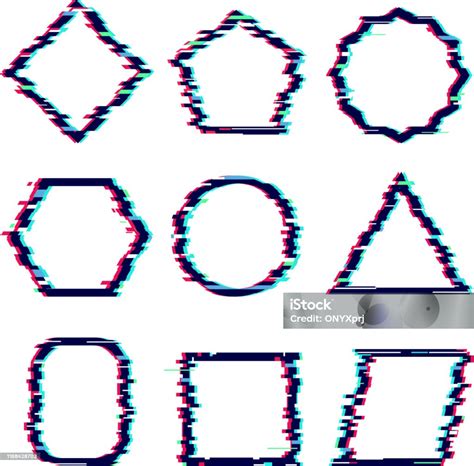 グリッチフレーム歪み長方形サイバー効果損傷した正方形ダイナミックヒップスターベクトルグラフィックフォーム イラストレーションのベクター