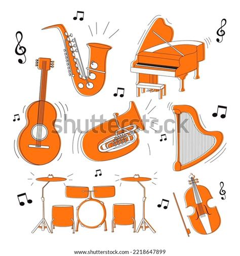 Set Musical Instruments Vector Stock Illustration Stock Vector Royalty