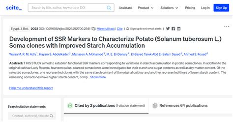 Development Of Ssr Markers To Characterize Potato Solanum Tuberosum L Soma Clones With