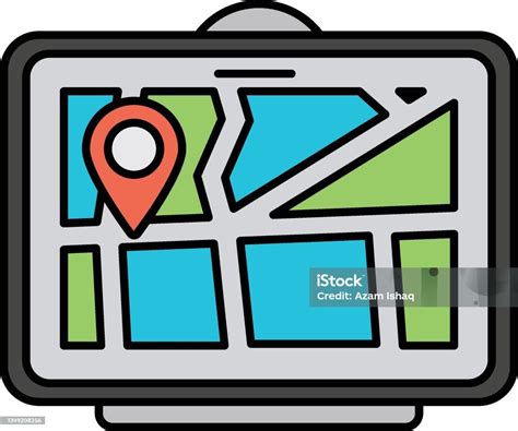 자동 주행 네비게이터 개념 Gps 디스플레이 유닛 벡터 컬러 아이콘 디자인 미래 교통 기호 무인 그린 전송 혁신 표지판 자율