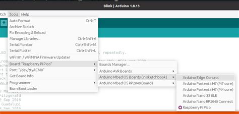 Arduino Core Mbed Raspberry Pi Pico Arduino Nano