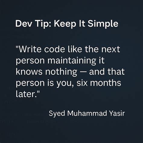 cleancode devtip kiss softwareengineering maintainability syed