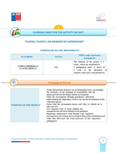 Example Pedagogical Activity Sheet Pdf Greenhouse Horticulture