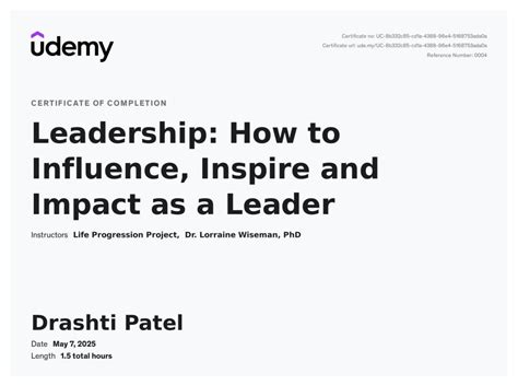 Udemy Course Completion Certificate Drashti Patel