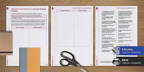 Objective And Subjective Language Sorting Activity Twinkl