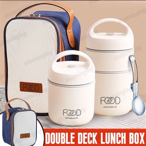 2 Layers Stainless Steel Bento Food Thermal Box Lunch Box Set
