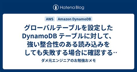 グローバルテーブルを設定した Dynamodb テーブルに対して、強い整合性のある読み込みをしても失敗する場合に確認すること ダメ元