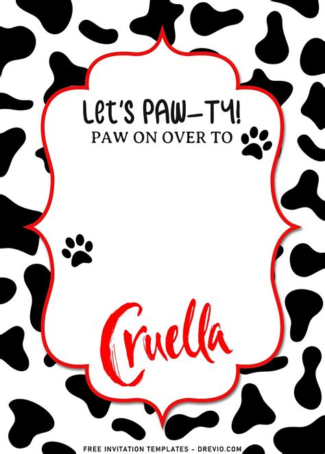 7 Disney Cruella De Vil Birthday Invitation Templates Birthday