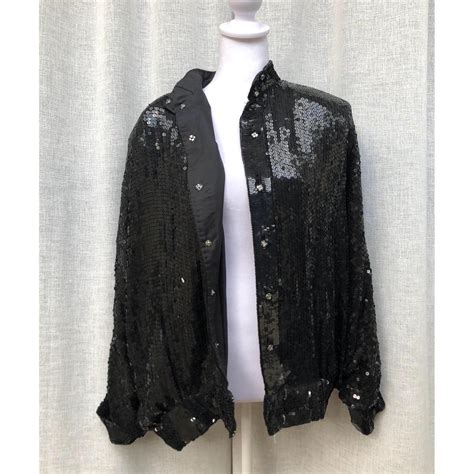 Sténay Evening 1990s Black Silk Sequin Bomber Jacket Depop