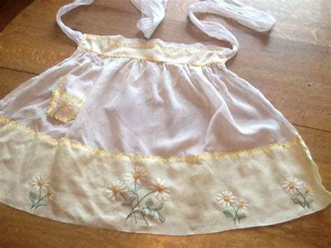 Vintage Sheer White Hostess Apron With Yellow Border And Etsy White