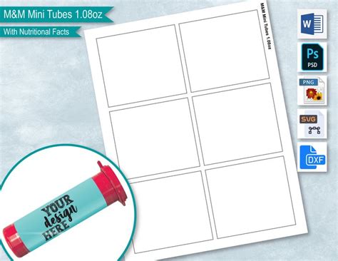 Mini Chocolate Tube 108oz 306g Blank Wrapper Template Sticker Label