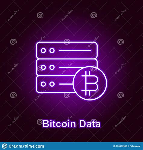 Bitcoin Big Data Outline Icon In Neon Style Element Of Cryptocurrency
