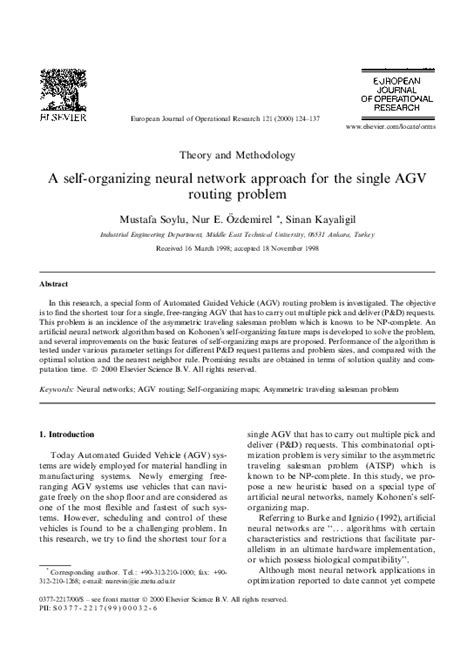 pdf a self organizing neural network approach for the single agv