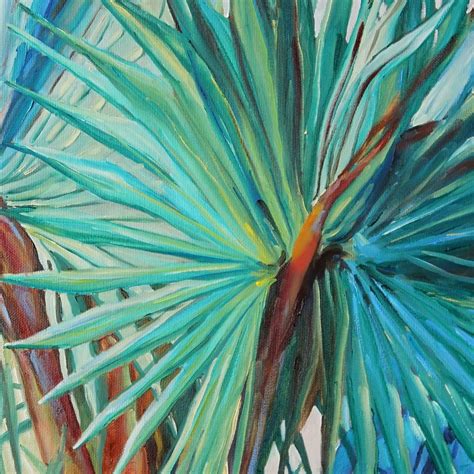 Tableau Tropical Feuilles De Palmiers Pour Déco Murale Nature Tylaya