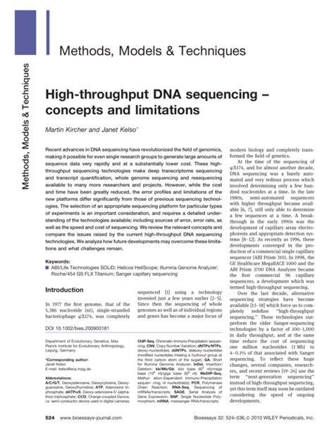 Highthroughput Dna Sequencing Concepts And