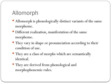 Morphophonemic Morphemes And Allomorphs Morphological Processespptxpptx