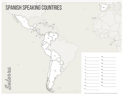 Spanish Speaking Countries Locations Diagram Quizlet