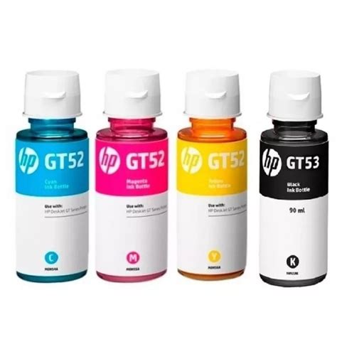 Hp Gt52 Gt53 Original Ink Refill Set Combo Bundle Of Black Cyan