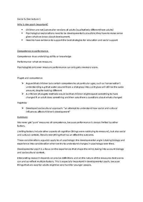 Social And Dev 1 Socdev Lecture Notes 2023 24 Social And Dev Lecture 1