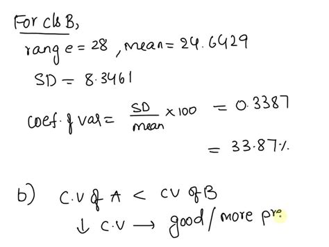 Solved Find The Range Mean And Standard Deviation