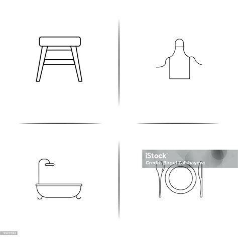 홈 기기 및 장비 간단한 선형 아이콘 세트입니다 간단한 개요 아이콘 0명에 대한 스톡 벡터 아트 및 기타 이미지 0명 디자인 벡터 Istock